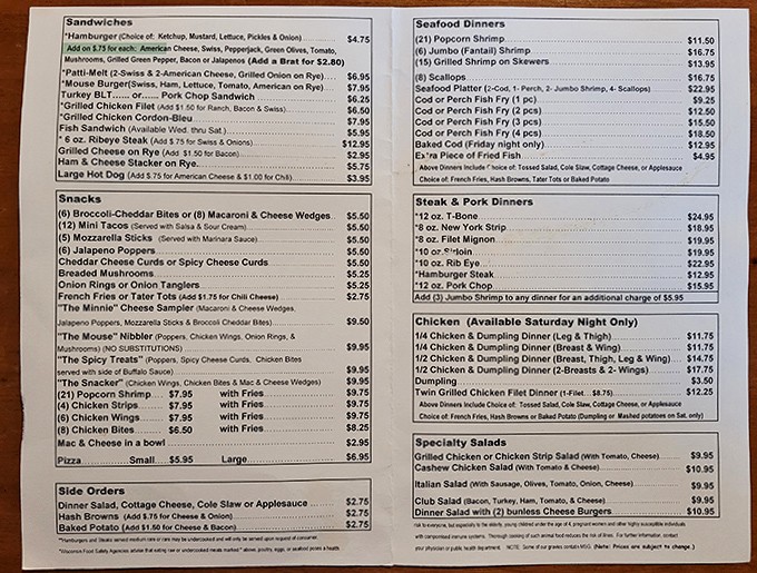 The menu reads like a love letter to Midwestern comfort cuisine &ndash; honest-to-goodness tavern fare that hasn't changed much over the years, and nobody's complaining about that!