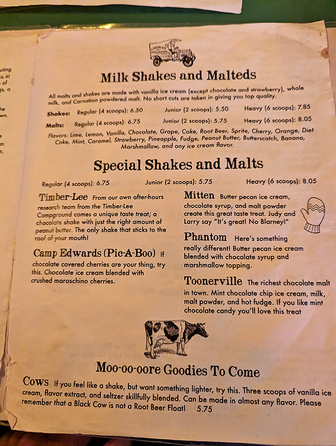 When your menu arrives on a delivery truck illustration and features items like "Moo-oo-oore Goodies To Come," you know you're in for something special and possibly punny.