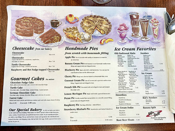 The dessert menu reads like a sweet dream from yesteryear &ndash; homemade pies, towering sundaes, and milkshakes that require serious straw commitment.