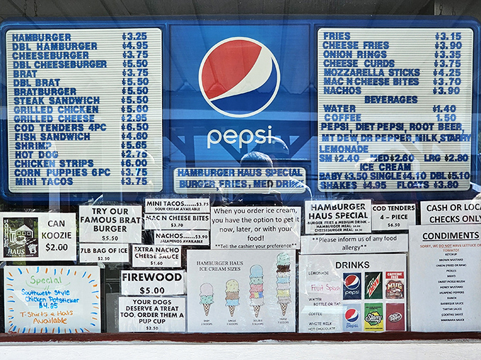 The menu board tells a story of simple food done extraordinarily well – no fancy descriptions needed when the quality speaks for itself.