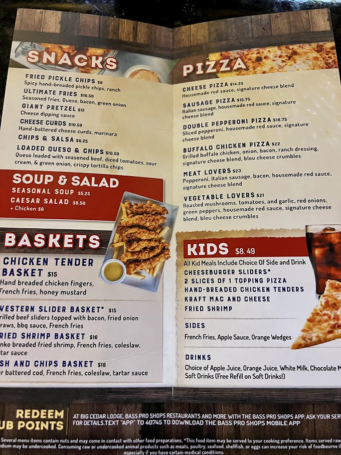 The menu tempts with comfort classics and oceanic adventures &ndash; from loaded fries to pizzas that would make Neptune himself salivate.