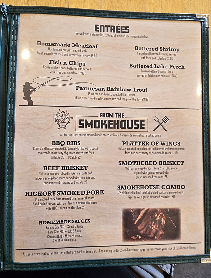 The menu reads like a love letter to comfort food, with smokehouse specialties and that legendary prime rib taking center stage.