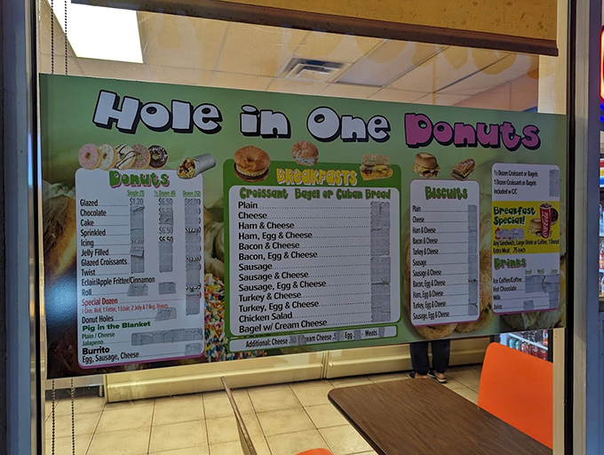 The menu board showcases a dizzying array of options beyond donuts &ndash; from breakfast sandwiches to biscuits &ndash; proving this place isn't a one-trick pony.