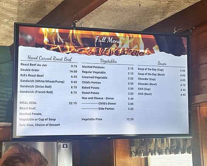When the menu board features "Hand Carved Roast Beef" at the top, you know they've got their priorities straight and aren't messing around with the important stuff.