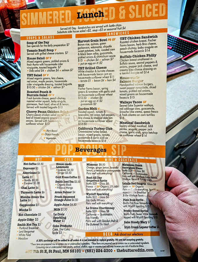 The menu reads like a love letter to comfort food &ndash; breakfast classics, lunch favorites, and beverages that make Minnesota winters bearable.