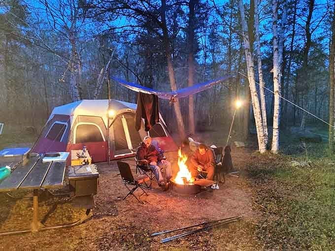 Campfire tales and starry nights &ndash; the original entertainment package that never needs upgrading at Zippel Bay's cozy campsites.