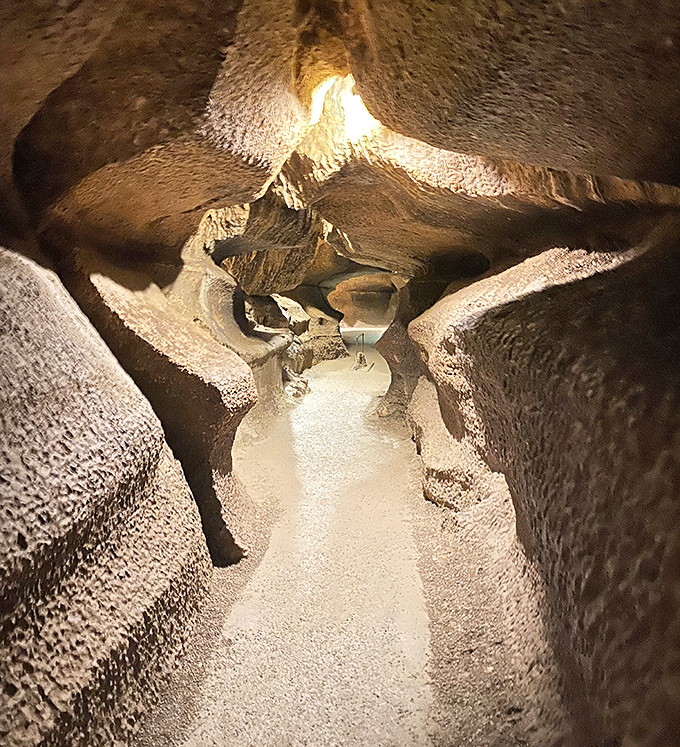 Walking through time: This narrow passage showcases nature's patient artistry, where water sculpted stone one drop at a time.