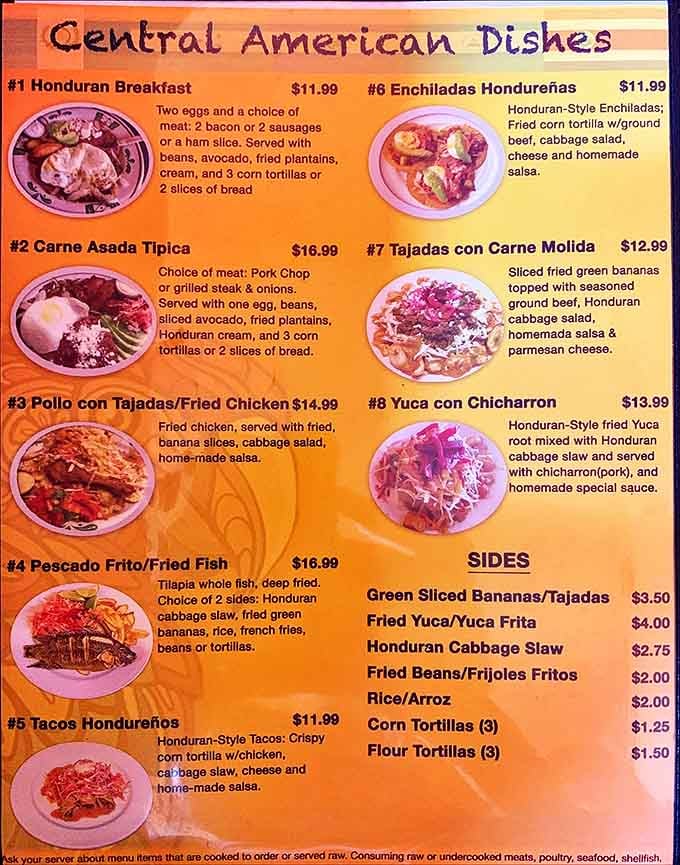 The menu reads like a passport to Central America, with vibrant photos showcasing Honduran specialties that'll make your usual order seem boring.