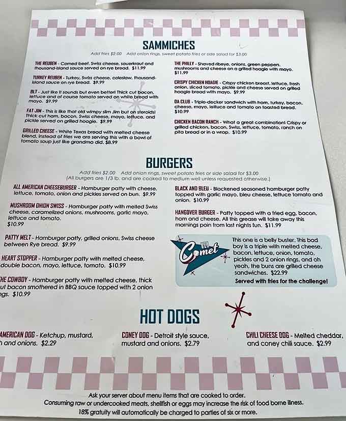 This isn't just a menu &ndash; it's a roadmap to happiness. The "Da Bomb" sandwich alone has caused spontaneous outbursts of joy across three counties.