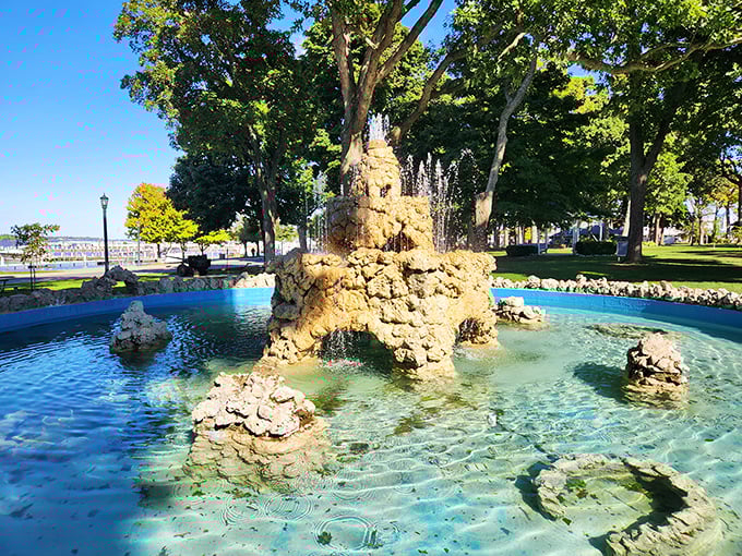 This charming stone fountain in DeRivera Park offers a peaceful oasis where visitors pause to make wishes between adventures.