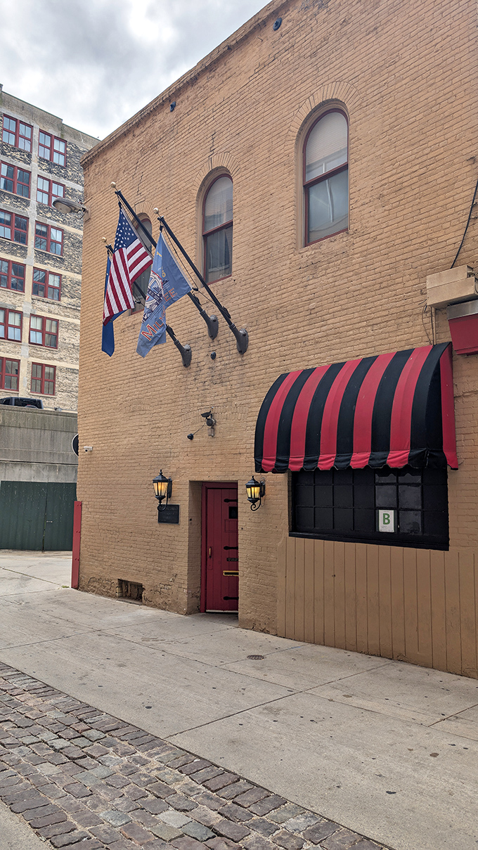Hiding in plain sight! SafeHouse's unassuming brick exterior gives few clues about the spy adventures waiting inside.