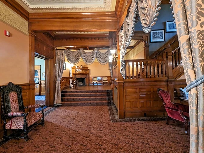 Step inside Fairlawn to discover a grand staircase with intricately carved woodwork &ndash; just one example of the Gilded Age craftsmanship throughout.