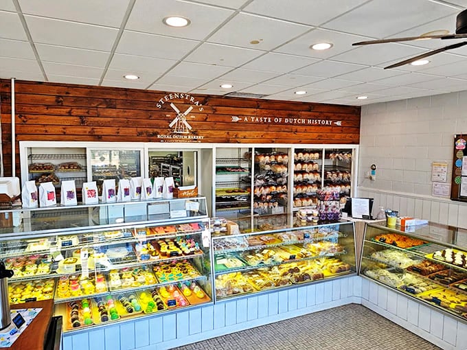Inside Steenstra's, colorful display cases overflow with traditional Dutch pastries, cookies, and breads that transport you straight to the Netherlands.