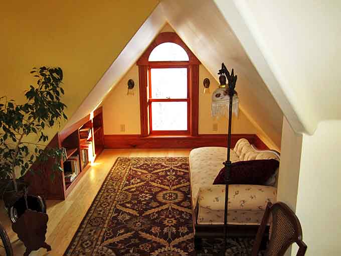 Tucked beneath sloping eaves, this attic hideaway feels like discovering the secret chapter of a Victorian novel&mdash;cozy, mysterious, and utterly enchanting.