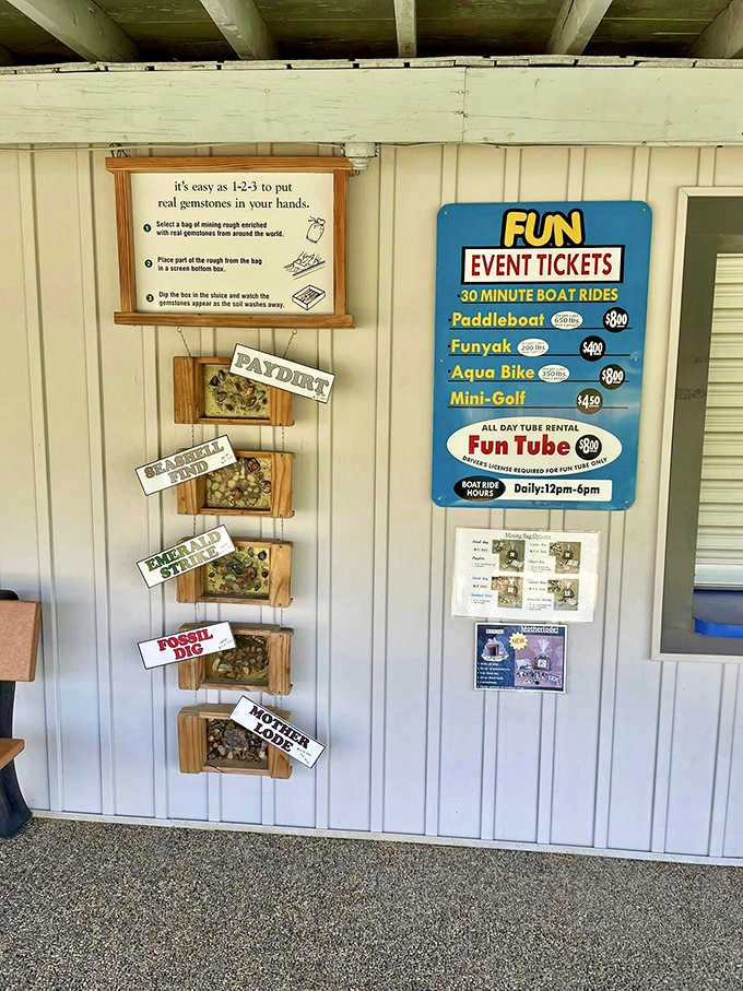 Mining for gemstones and checking activity prices – childhood wonder meets affordable fun at this nostalgic summer destination.