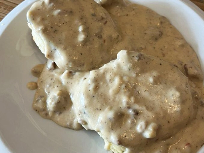 Biscuits swimming in peppery sausage gravy – not just a breakfast, but a religious experience that's converted many a morning skeptic.