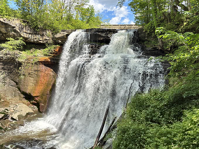 Brandywine Falls in full glory – 65 feet of water doing its best impression of liquid silk cascading over ancient rock.