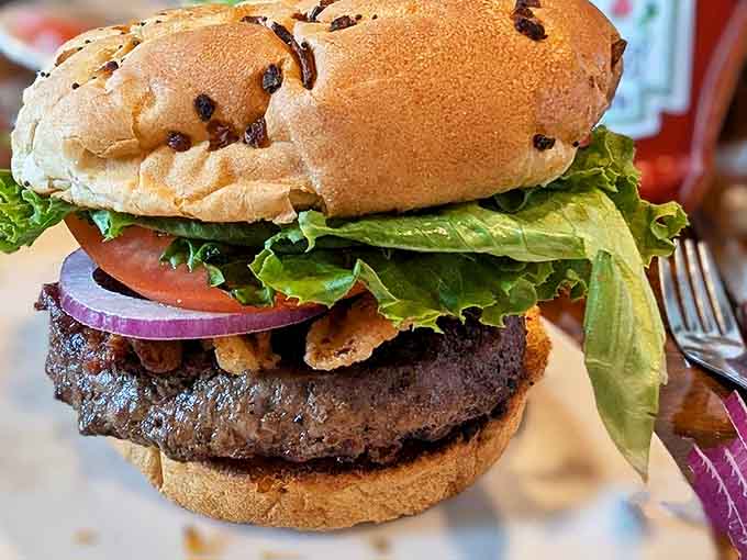This isn't just a burger, it's a masterpiece &ndash; hand-formed patty, garden-fresh toppings, and a bun that somehow defies the laws of structural integrity.