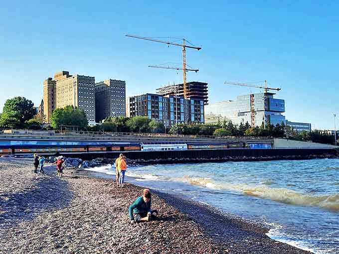 Canal Park's shoreline offers urban explorers a front-row seat to Lake Superior's moods, from glass-calm mornings to wave-crashing afternoons.