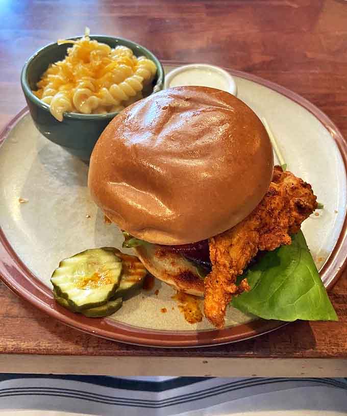 This buttermilk fried chicken sandwich with mac and cheese might just be the comfort food combo that dreams are made of.