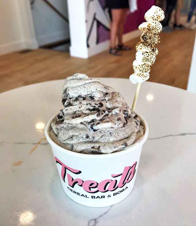 Chocolate lovers, rejoice! This cookies and cream creation topped with toasted marshmallows delivers that perfect balance of crunch and cream.