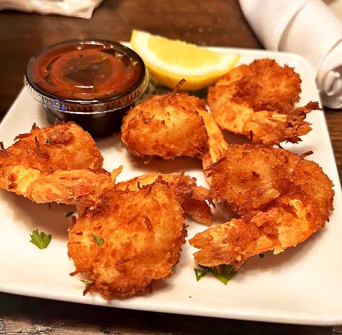 Golden-fried treasures from the sea, these coconut-crusted beauties make you wonder why you'd ever order shrimp any other way.