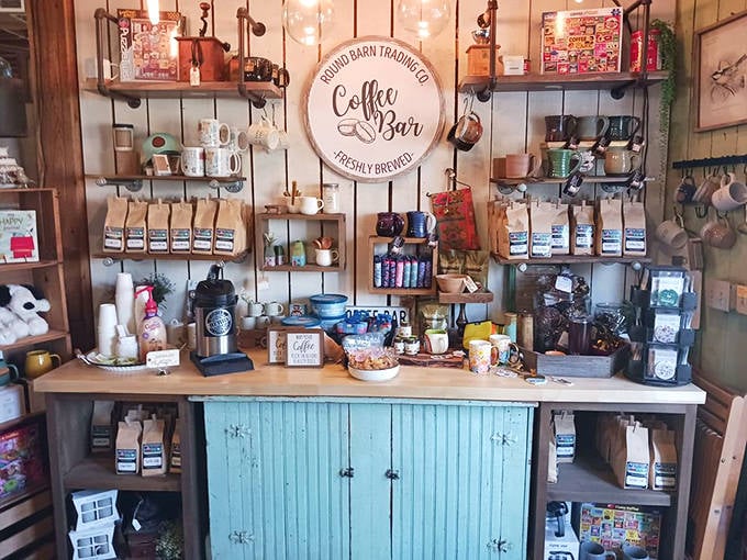Coffee lovers' paradise! The rustic coffee bar offers locally roasted beans and handcrafted mugs that make your morning brew taste even better.
