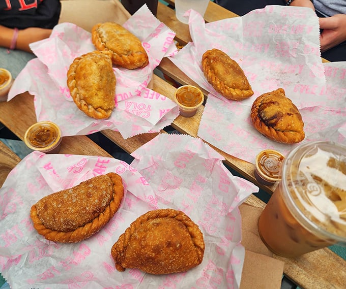 Golden-brown perfection! These empanadas aren't just food; they're edible art with crimped edges that promise flavor explosions with every bite.