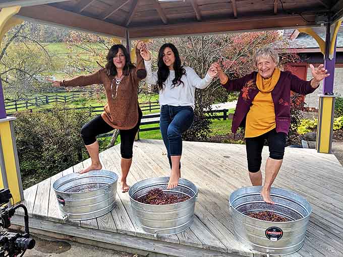 Channel your inner Lucille Ball! These ladies are creating memories (and purple feet) the old-fashioned way.