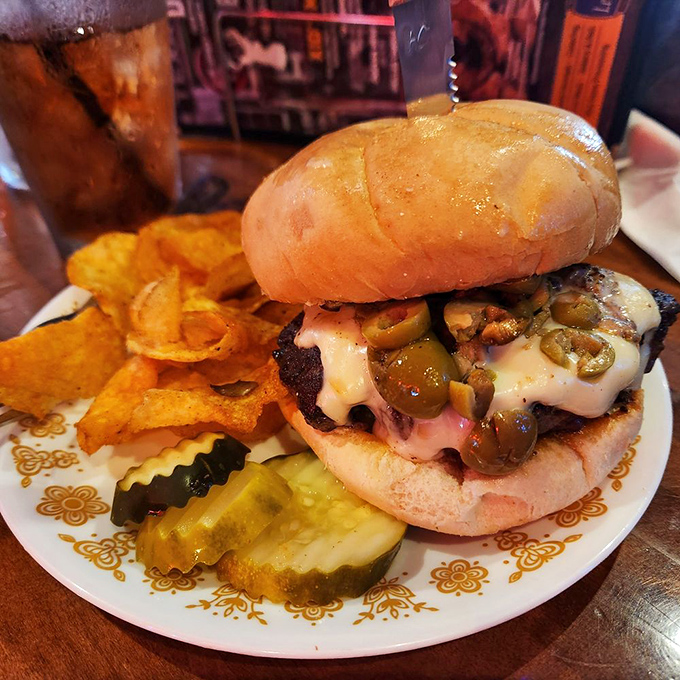 The Green Olive burger isn't messing around &ndash; those olives aren't a garnish, they're the star of the show alongside a perfectly cooked patty.