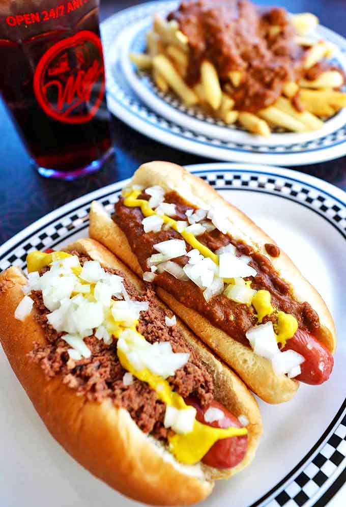 Coney Island-style hot dogs loaded with chili, onions, and mustard that'll make you question every hot dog you've ever eaten before.