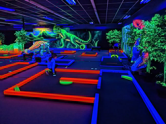 The interior transforms ordinary mini-golf into an extraordinary journey through a world where everything &ndash; absolutely everything &ndash; glows with otherworldly brilliance.
