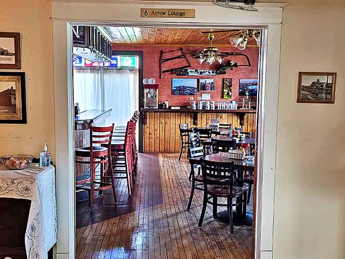 Step into the Arrow Lounge where wooden floors tell tales of countless footsteps and the warm ambiance invites lingering conversations.