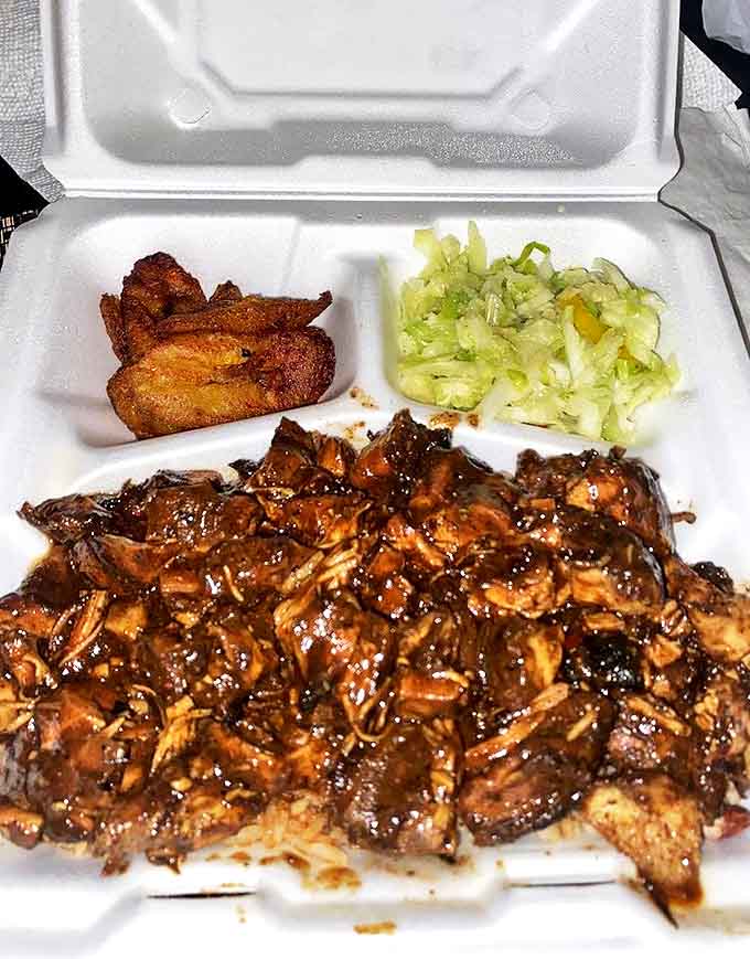 This isn't just chicken; it's a masterclass in jerk spicing &ndash; perfectly charred exterior, juicy interior, and a slow-building heat that dances on your tongue.