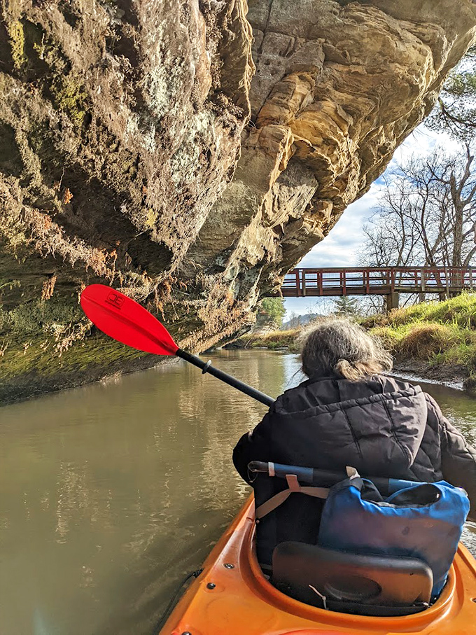 Paddling beneath ancient rock formations offers a duck's-eye view of geological wonders most only see from above.