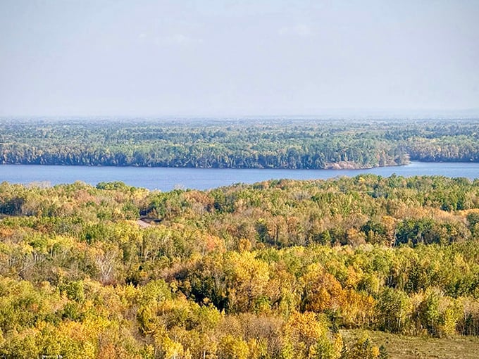 Lake Superior stretches to the horizon like a freshwater ocean, rewarding hikers with panoramic views worth every step of the journey.