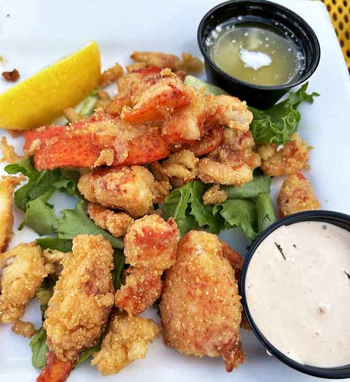 These golden-fried lobster bites deliver a perfect crunch before melting into sweet, tender morsels &ndash; the ideal starter for seafood lovers.
