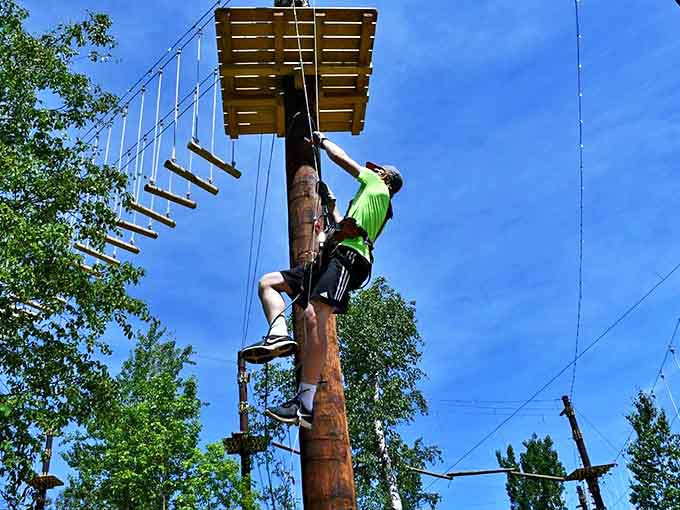 The climb may challenge your muscles, but reaching each platform delivers a rush of accomplishment worth every effort.