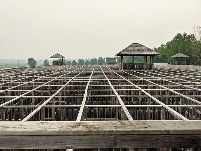 This wooden labyrinth challenges visitors to find their way through twists and turns without resorting to GPS or carrier pigeons.