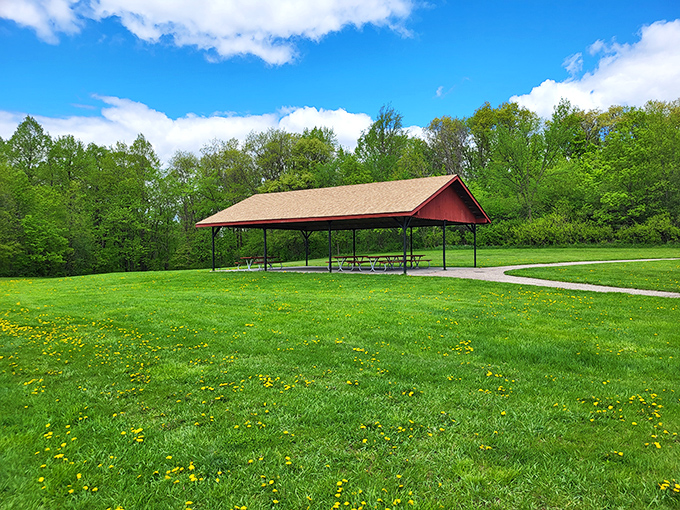 The rustic picnic shelter offers a perfect respite for trail-weary adventurers &ndash; Mother Nature's dining room awaits.