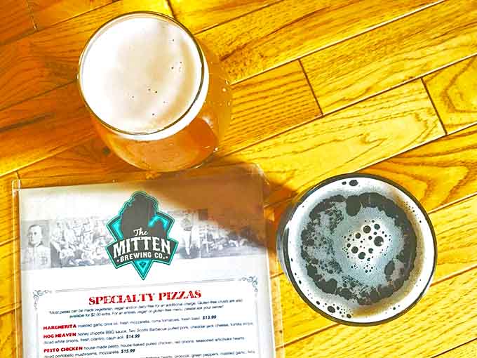 Nothing complements pizza like The Mitten's legendary root beer&mdash;creamy, spiced perfection that's worth the trip alone.
