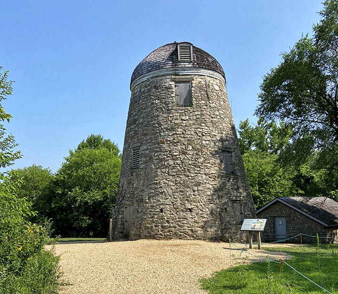 Standing tall since the 1860s, Seppmann Mill watches over the prairie like a stone sentinel from Minnesota's pioneer past.