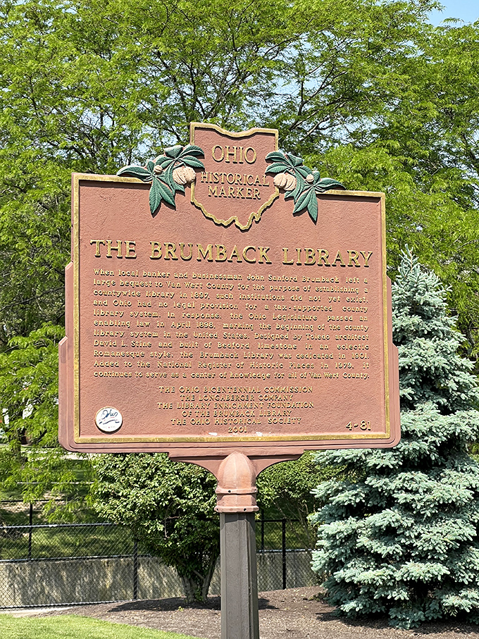 History stands proudly displayed on this Ohio Historical Marker, telling the Brumback's pioneering story as America's first county library &ndash; a legacy cast in bronze for generations to appreciate.