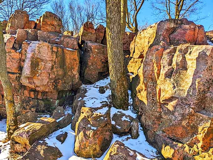 Walking between these quartzite formations feels like entering nature's own cathedral &ndash; complete with walls that have witnessed over a billion years of history.