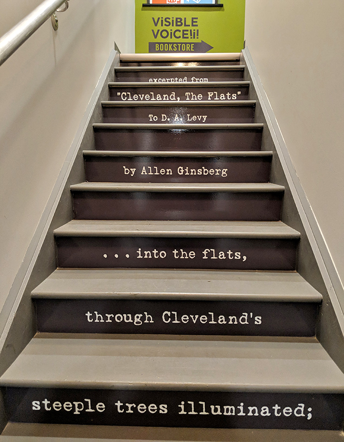 Poetry in motion – Allen Ginsberg's words about Cleveland guide visitors up the staircase into this literary sanctuary.