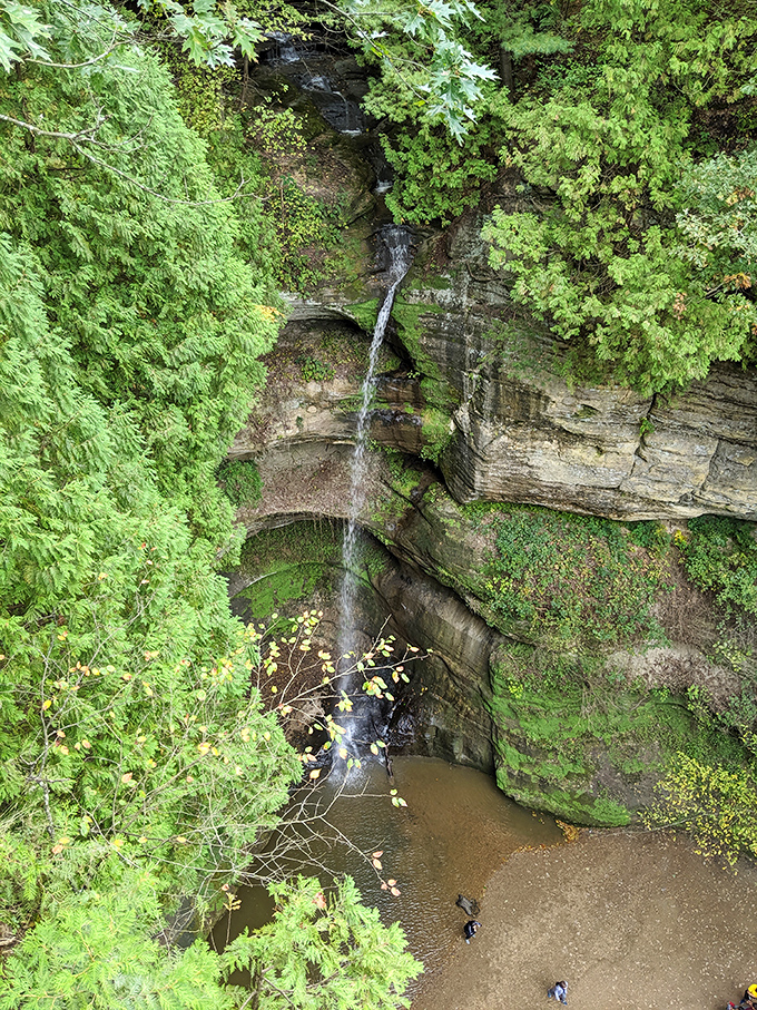 Water taking the express route down, creating its own staircase through layers of rock that tell Earth's autobiography.