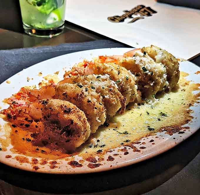 Crispy shrimp appetizers arrive perfectly golden, a savory counterpoint to whatever's in your glass and the rhythm in your ears.