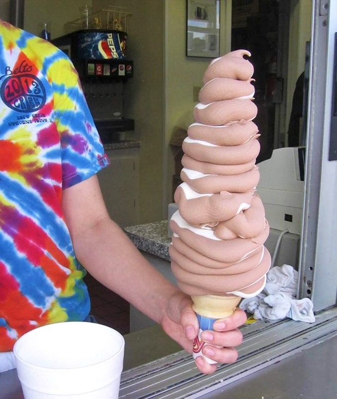 Behold the behemoth! This colossal creation isn't just ice cream &ndash; it's an architectural achievement that would make Frank Lloyd Wright jealous.