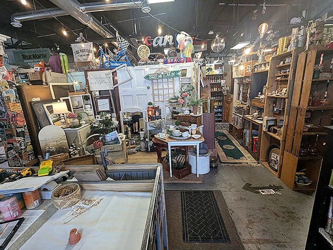 Walking into this organized chaos feels like your coolest relative's attic exploded in the best possible way.