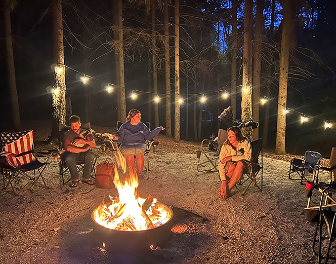 Evening campfires create the perfect atmosphere for sharing stories, roasting marshmallows, and pretending you know constellations beyond the Big Dipper.